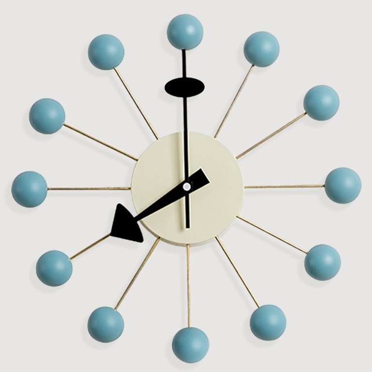 Ball George Nelson Mid Century Modern Retro Analog Clock in Blue ...