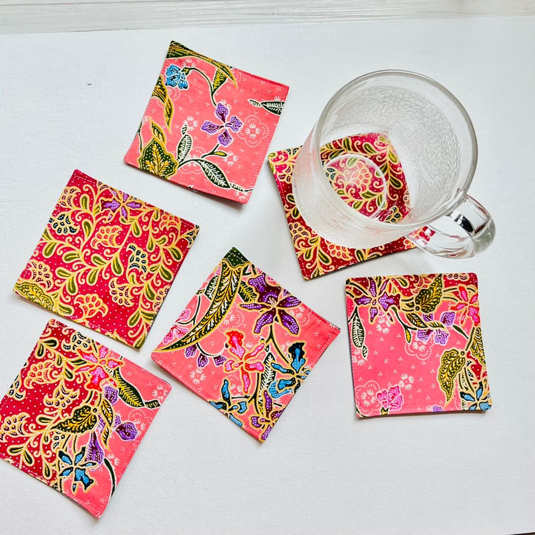 Batik Fabric Coasters Handmade in Singapore, Everything Else on Carousell