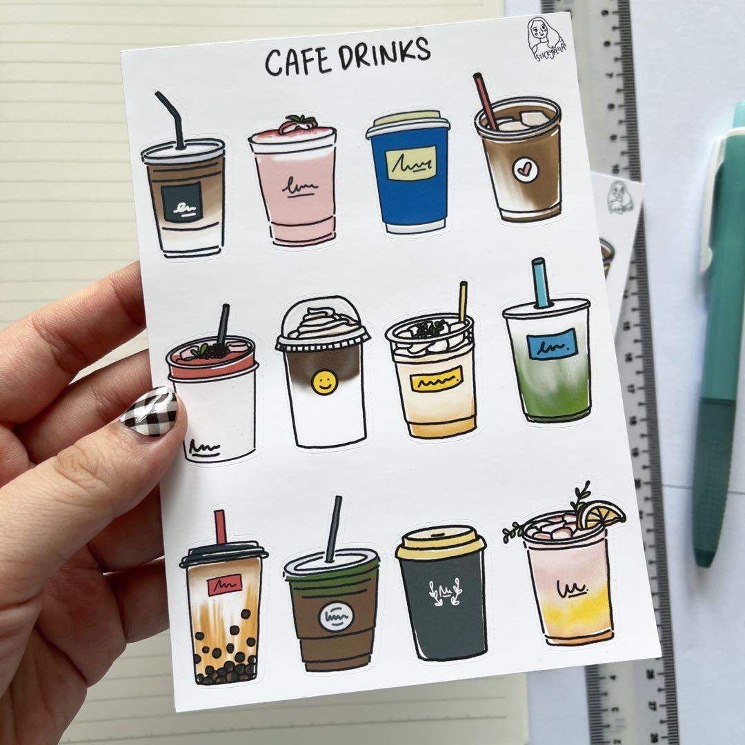 D001 Cafe Drinks | Coffee & Tea Sticker Sheets, Hobbies & Toys ...