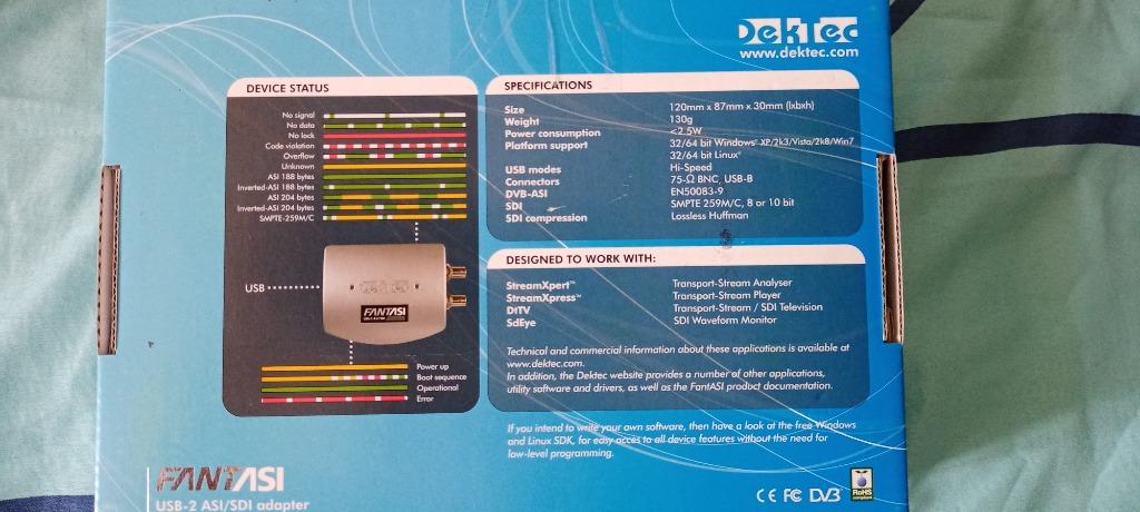 DekTec FANTASI USB-2 ASI/SDI Adaptor, Computers & Tech, Parts ...
