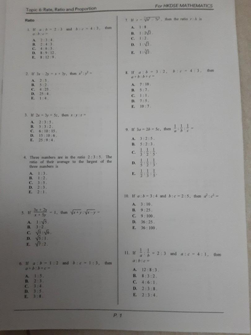 DSE Mathematics MC Exercises by topic, 興趣及遊戲, 書本 & 文具, 教科書 - Carousell