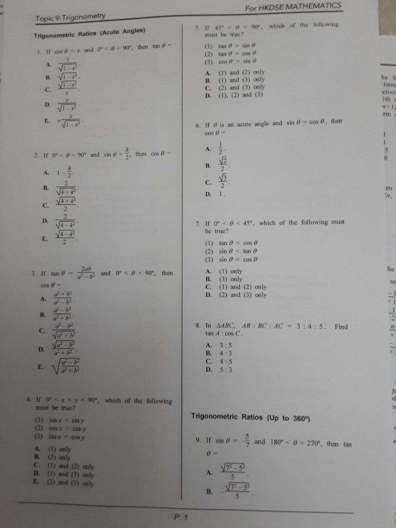 DSE Mathematics MC Exercises by topic, 興趣及遊戲, 書本 & 文具, 教科書 - Carousell