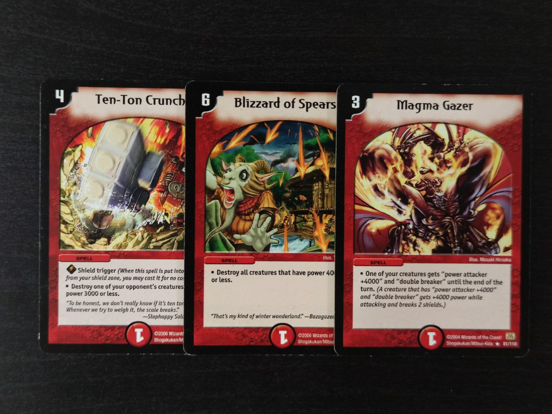 Duel Masters Fire Spells: Magma Gazer, Blizzard of Spears & Ten-Ton ...