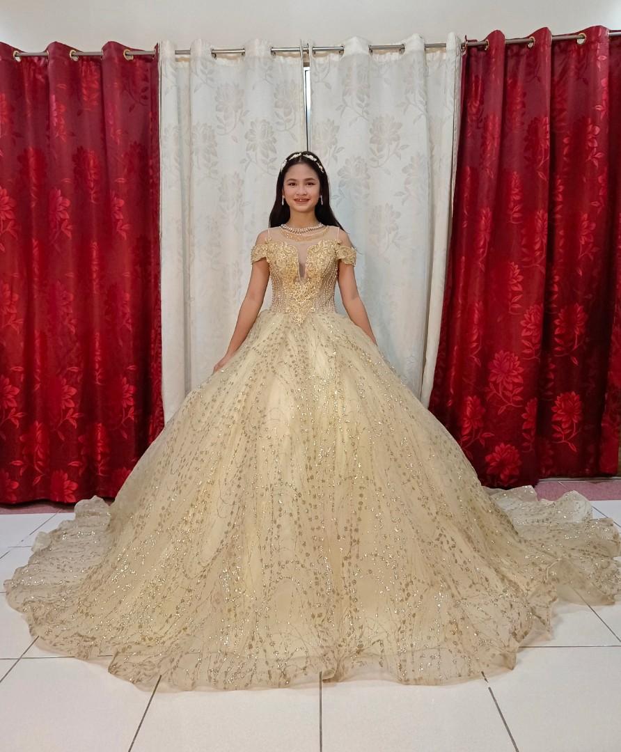 Gold Ball Gown, Women's Fashion, Dresses & Sets, Evening dresses ...