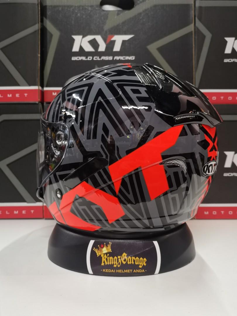 Helmet KYT Hellcat Neon Red, Auto Accessories on Carousell