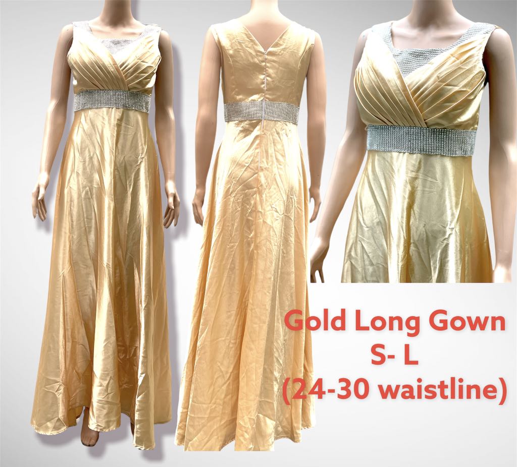 Light Gold Bridesmaid Gown, Women's Fashion, Dresses & Sets, Evening ...