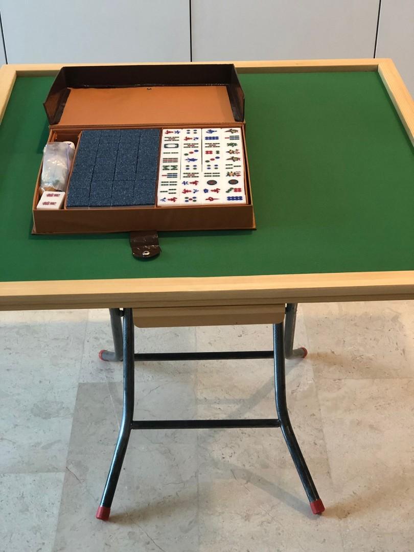 Mahjong table (foldable) with felt top, Furniture & Home Living ...