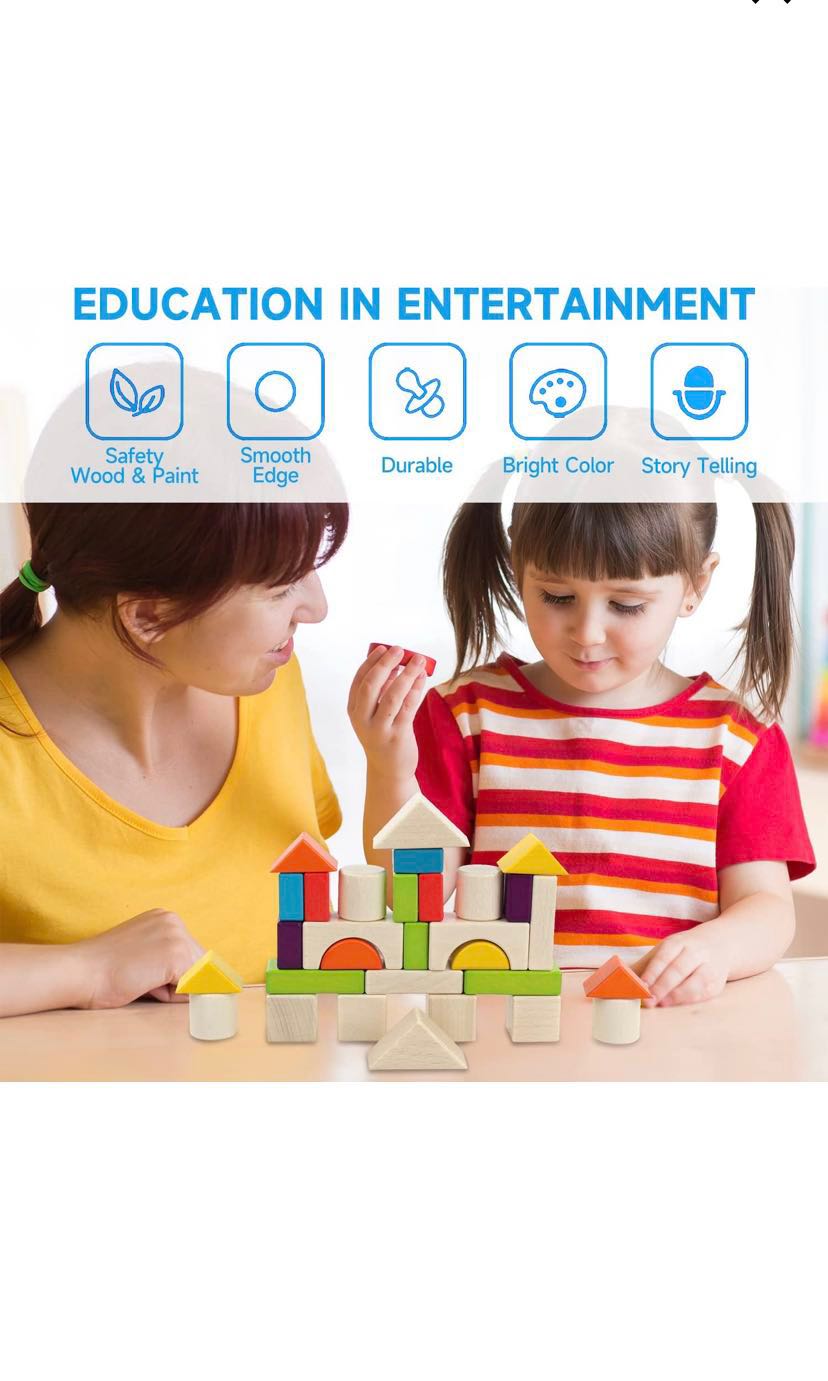 Montessori Stacking Blocks for Toddlers, 30PCS STEM Educational Wooden ...