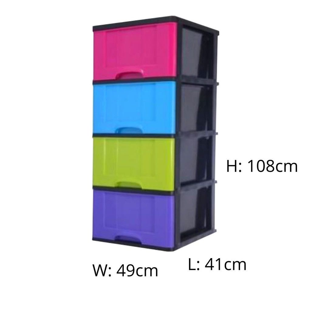 Multi Colour 4 Tier storage Drawers, Furniture & Home Living, Home ...