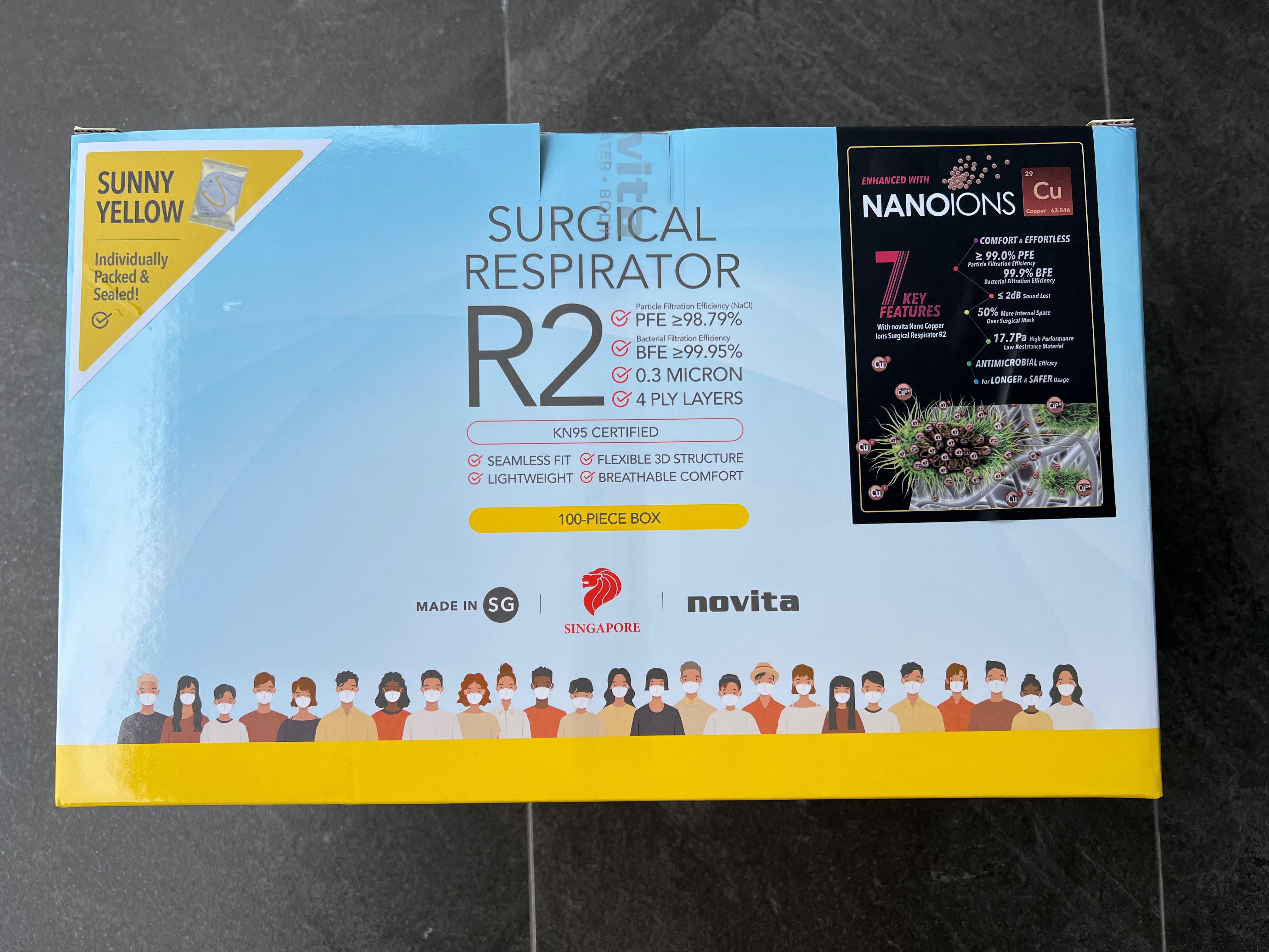 Novita R2 surgical respirator (size M, sunny yellow), Health ...