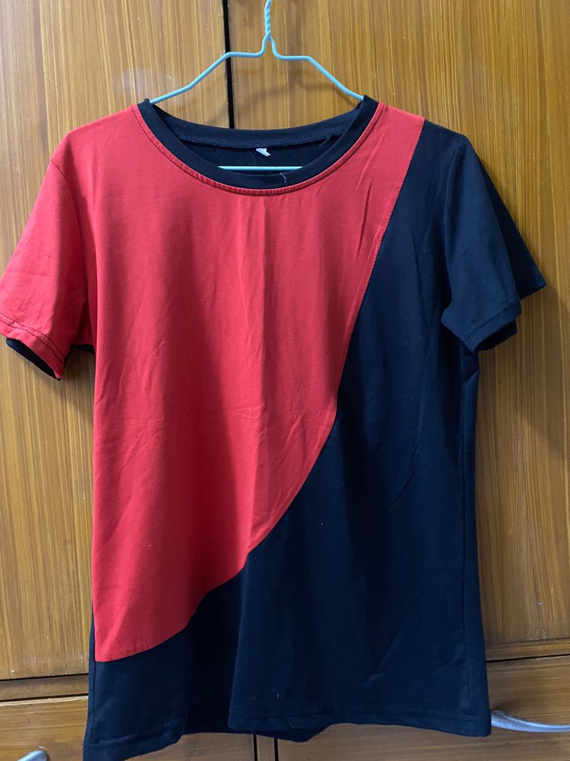 RED & BLACK SHIRT, Women's Fashion, Tops, Blouses on Carousell