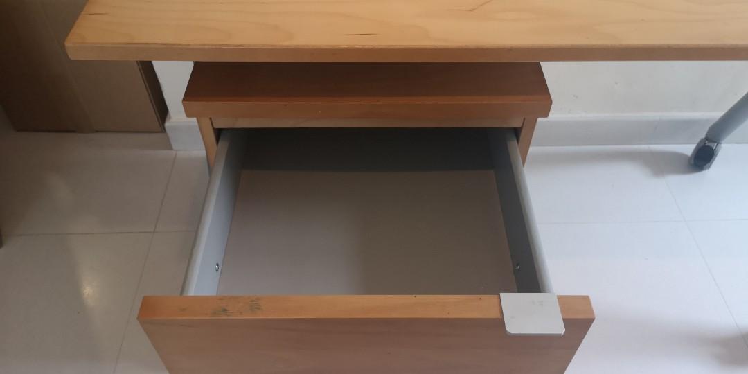 Solid Birch Study desk and drawers on casters, Furniture & Home Living ...