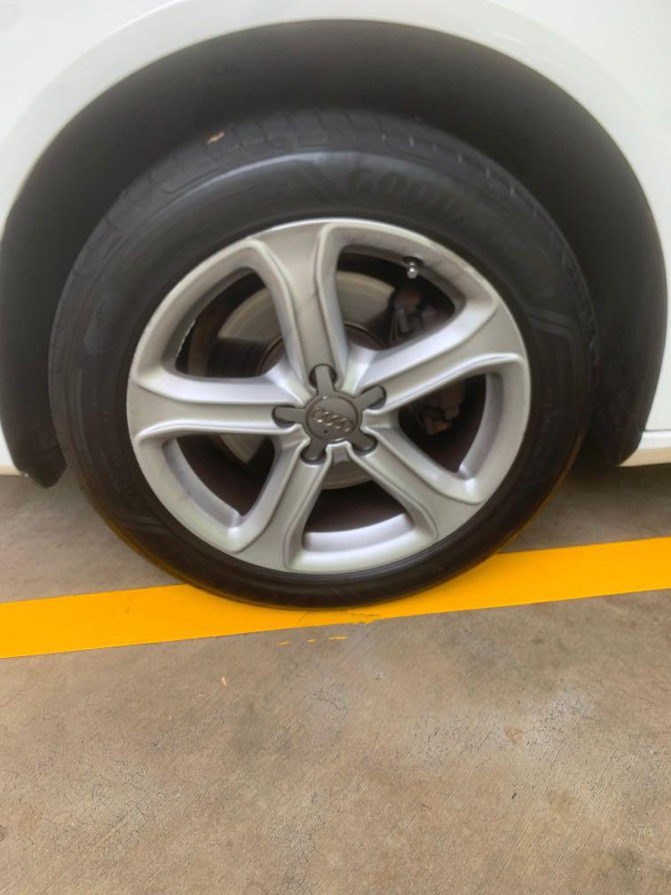 Stock 17 inch audi rims with tyres, Car Accessories, Tyres & Rims on ...
