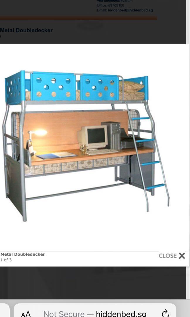 Super cheap hidden double decker, bed & study desk, Furniture & Home ...