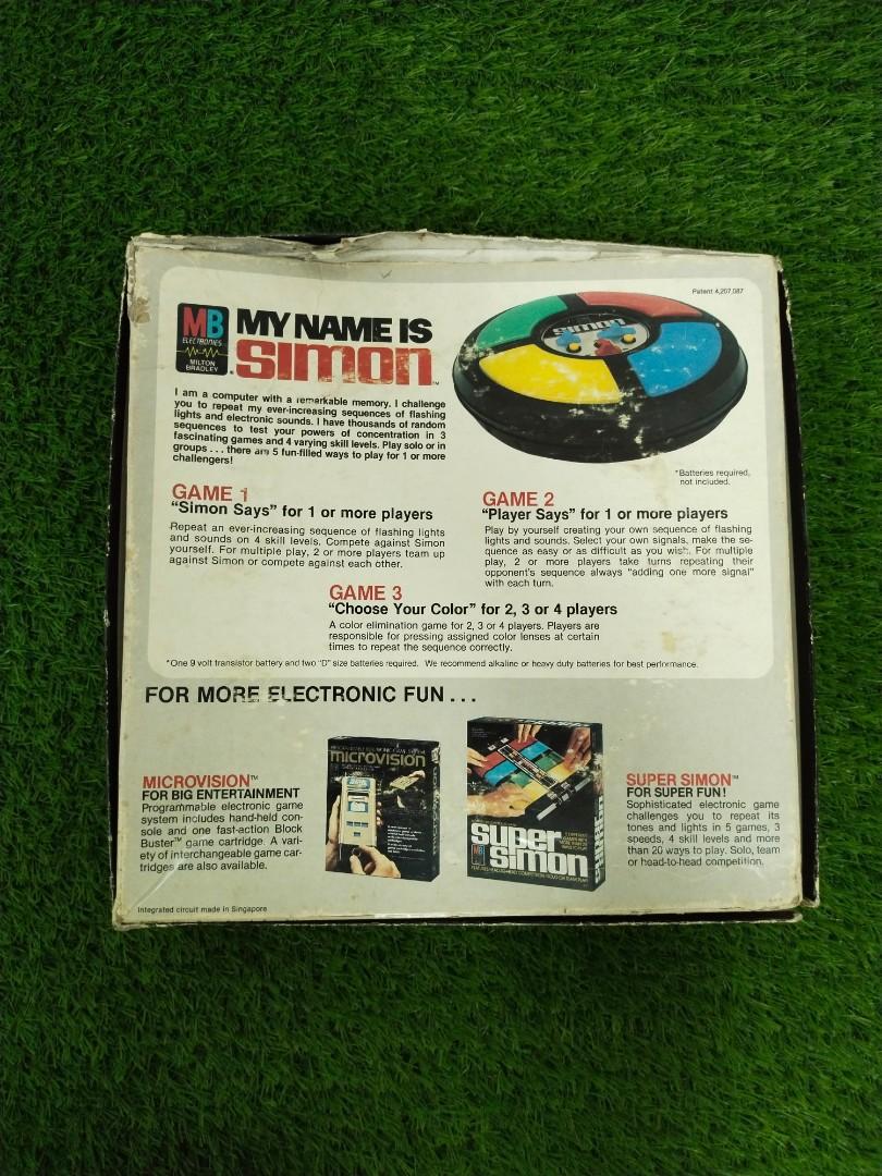 Vintage Simon Electronic Game 1978 Milton Bradley Original Box, Hobbies ...