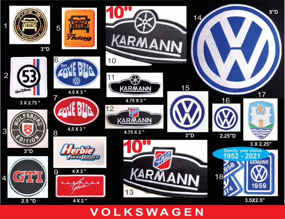 Volkswagen Beetle Cloth Patch - VW Bug Karman Ghia 1300 Jacket, Hobbies ...