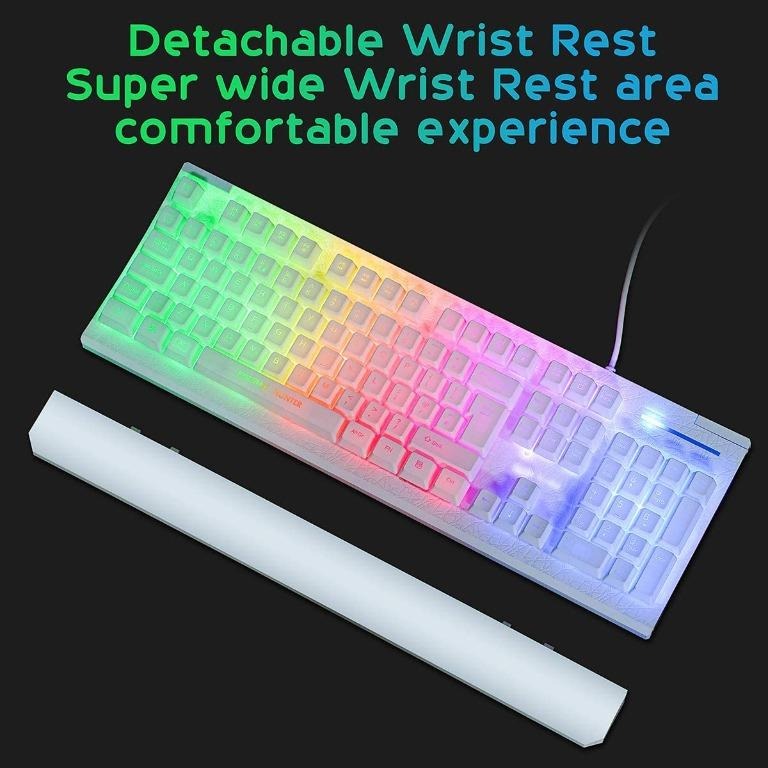 White Gaming Keyboard and Mouse Combo Colorful Lights Rainbow LED ...