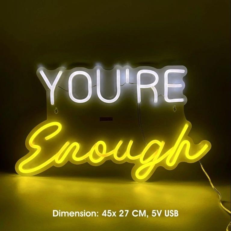 You're Enough Motivational Words Quote LED Neon Light, Furniture & Home ...