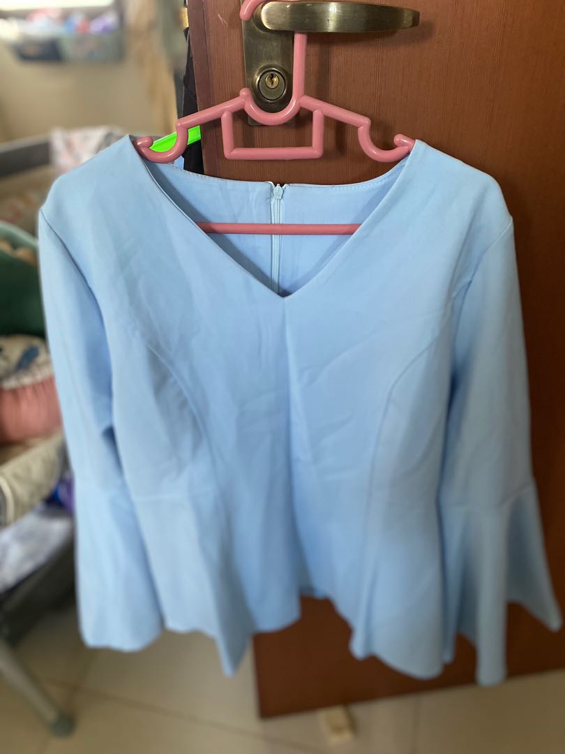 Baby Blue Top, Women's Fashion, Tops, Longsleeves on Carousell