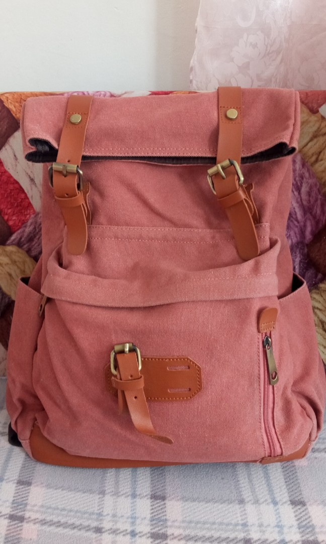 Backpack Salmon Pink, Women's Fashion, Bags & Wallets, Backpacks on ...