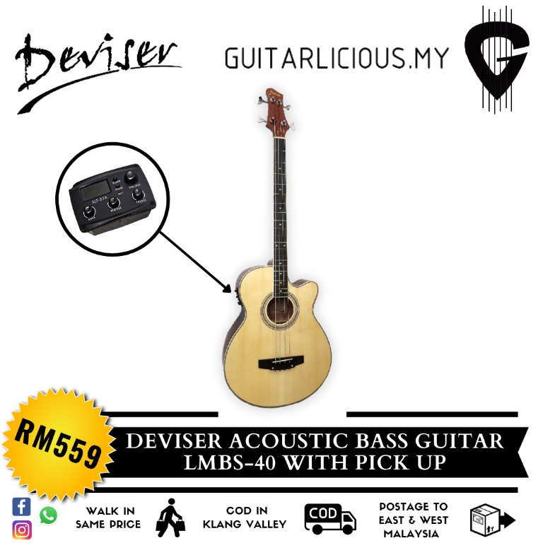 BASS | Semi-Acoustic Bass Guitar with Pick Up | Deviser | 4 band Active ...