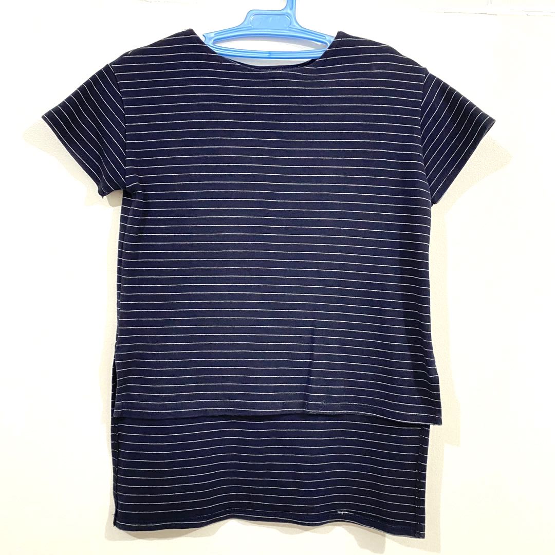 Blue long back shirt (preloved), Women's Fashion, Tops, Shirts on Carousell