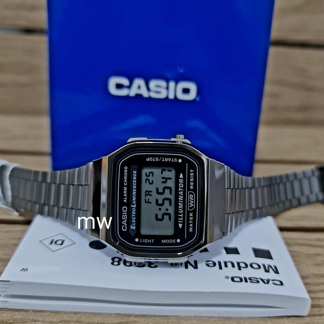 Casio black Grey stainless steel digital a168 a168wg a168wgg unisex ...