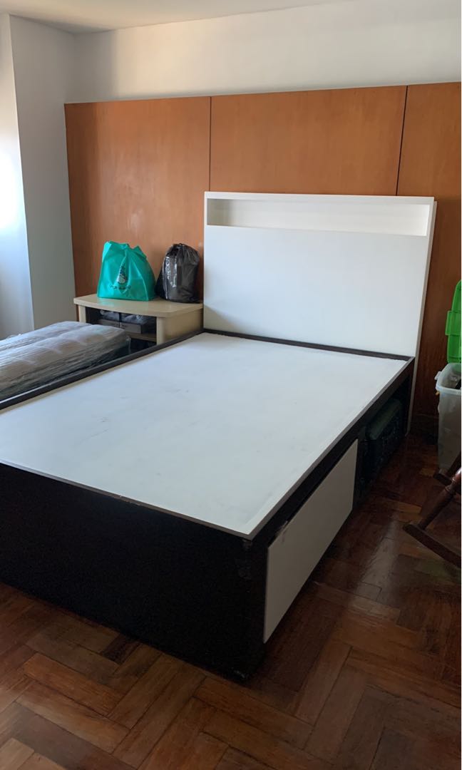 Custom made Double bed 50’ X 76’ with wood frame, Furniture & Home ...