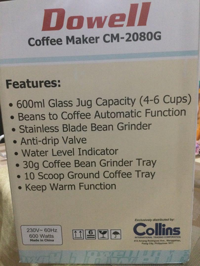 Dowell 2 in 1 Grind and Brew Coffee Maker, TV & Home Appliances ...