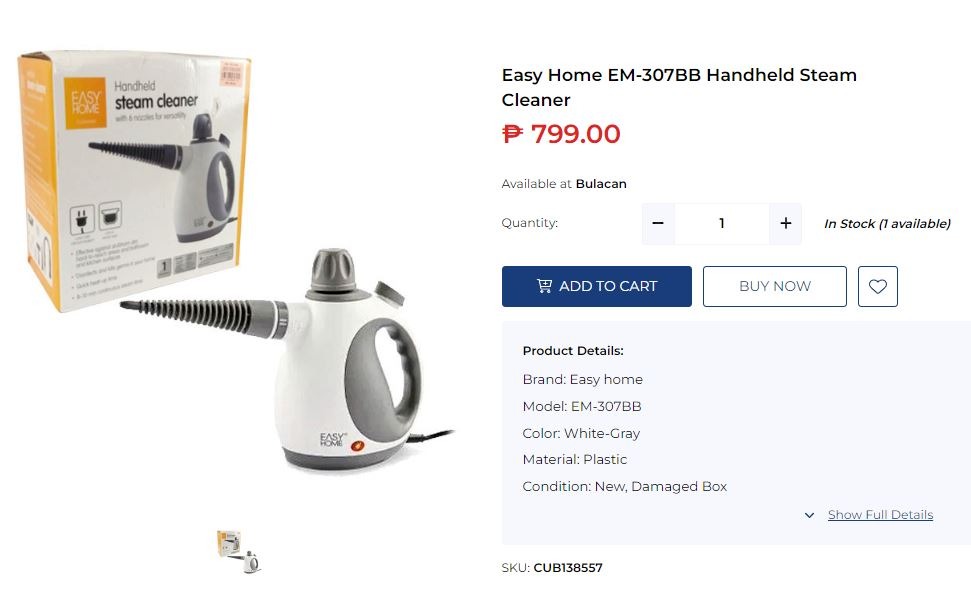 Easy Home EM-307BB Handheld Steam Cleaner, Furniture & Home Living ...