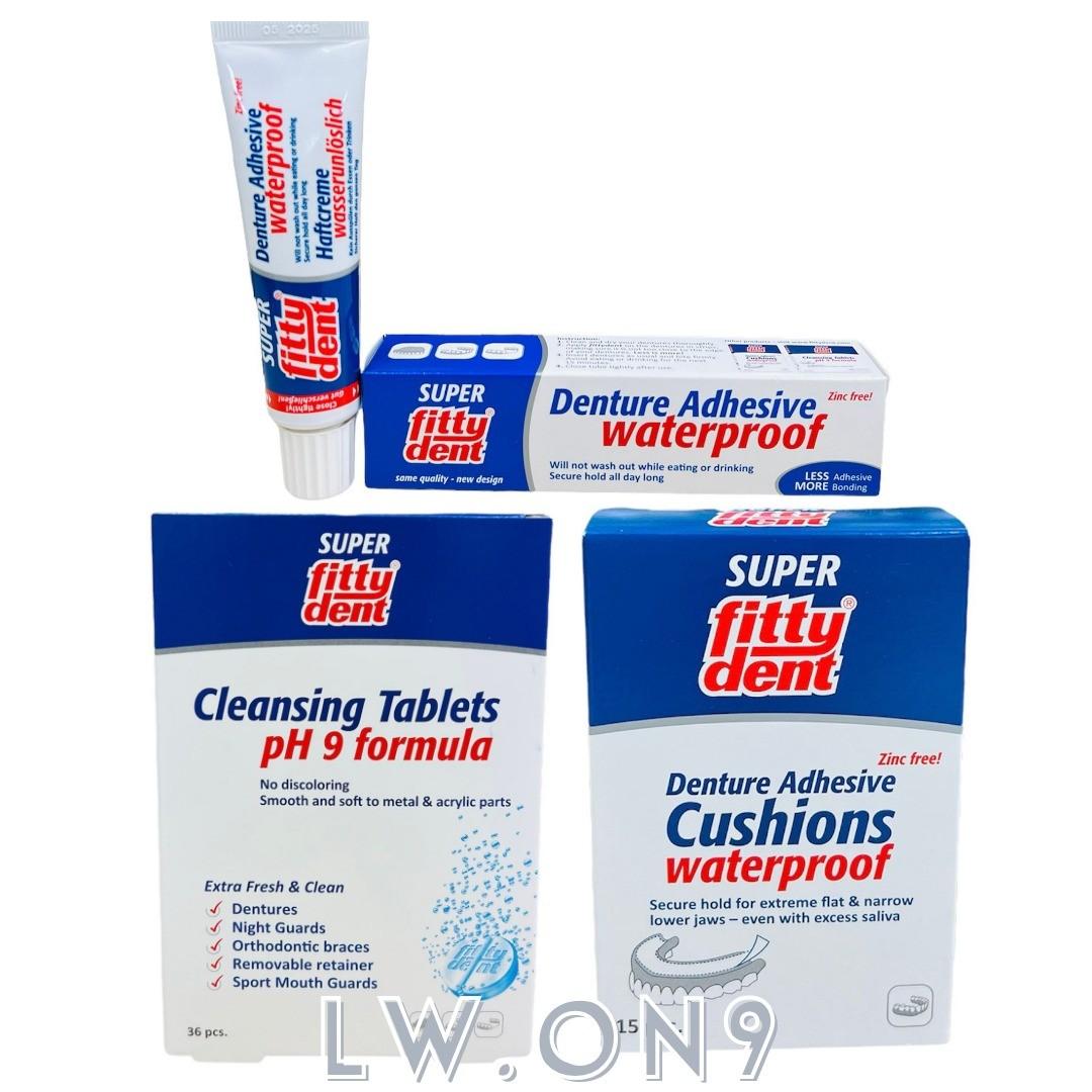 FITTYDENT DENTURE TABLETS AND WARERPROOF ADHESIVE, Beauty & Personal ...