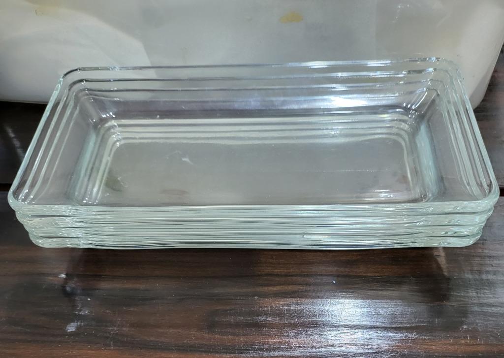 Glass plates set of 4 rectangular approx 12x24cm, Furniture & Home ...