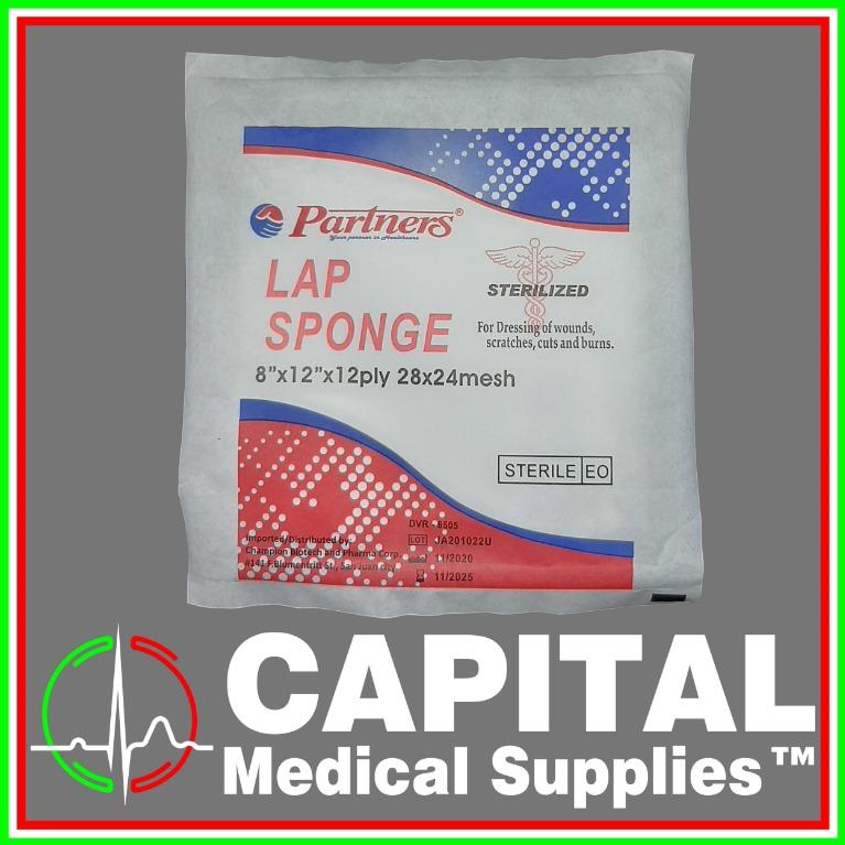 Lap Sponges with x-ray line 8 x 12 x 12, 28 x 24 mesh, Health ...