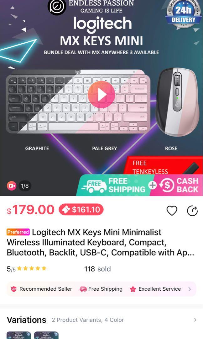 New Logitech mx keys mini (free leather palm rest and logi boltz dongle ...