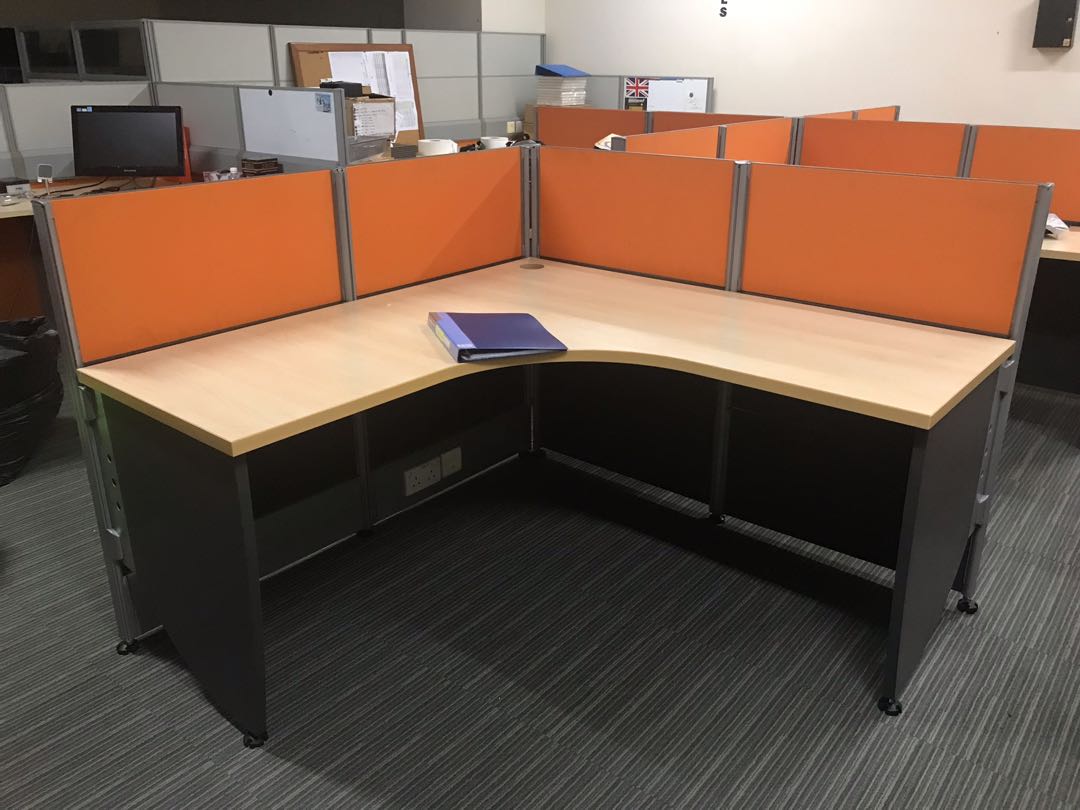 Office Table with partition, Furniture & Home Living, Furniture, Tables ...