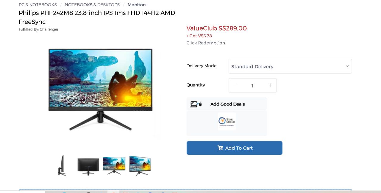 Phillips PHI242 144Hz, Computers & Tech, Parts & Accessories, Monitor ...