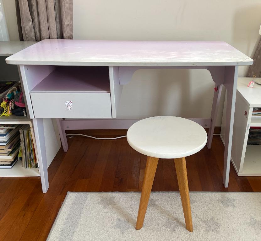 Pink Study Desk with 1 drawer, Furniture & Home Living, Furniture ...
