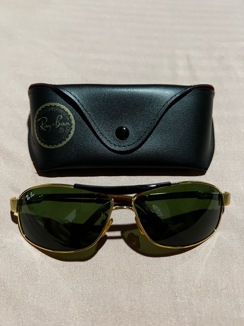 Ray-Ban Gold Curved Sunglasses, Men's Fashion, Watches & Accessories ...