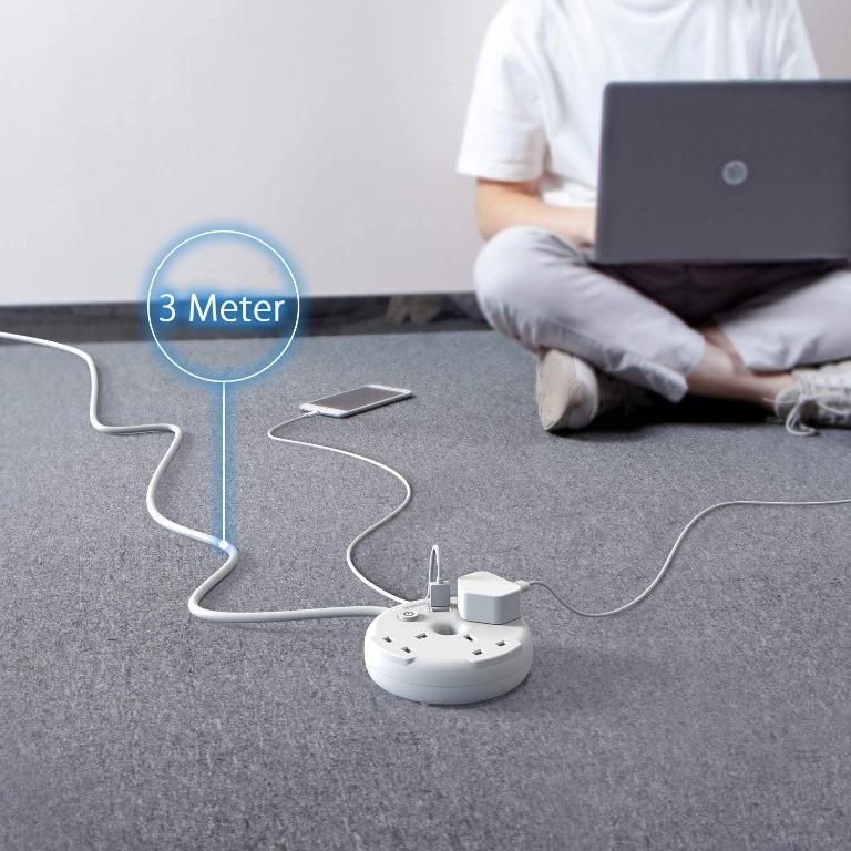 [sg stock] Wall Mounted Power Extension Lead, NTONPOWER USB Power Strip ...