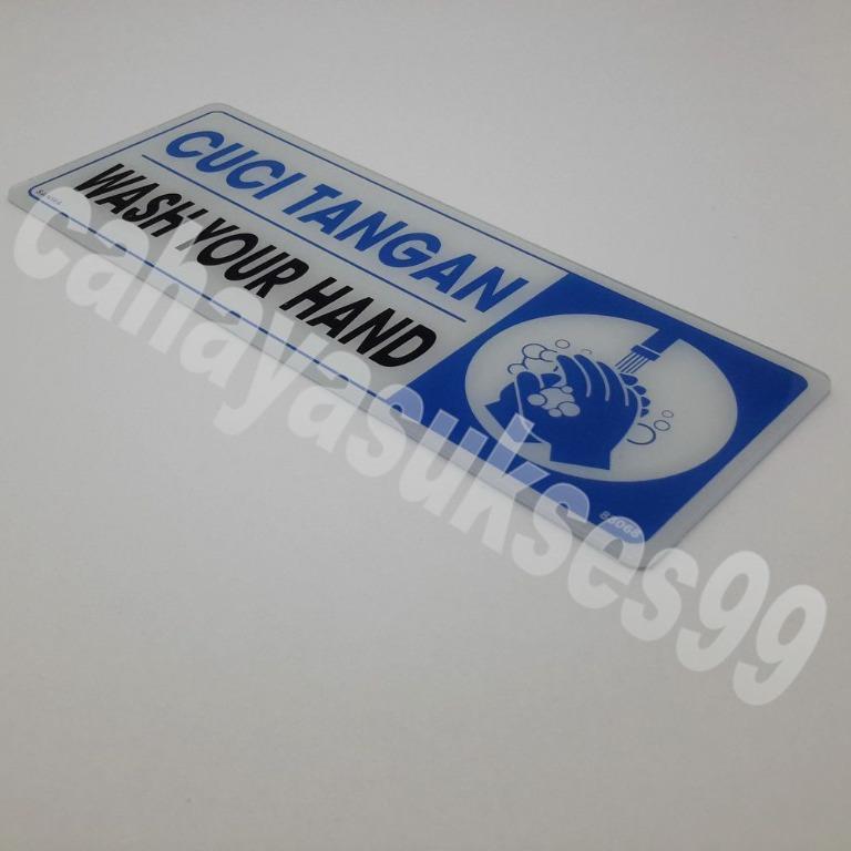 Sign Board CUCI TANGAN Wash Your Hand Sticker Label Papan Peringatan ...