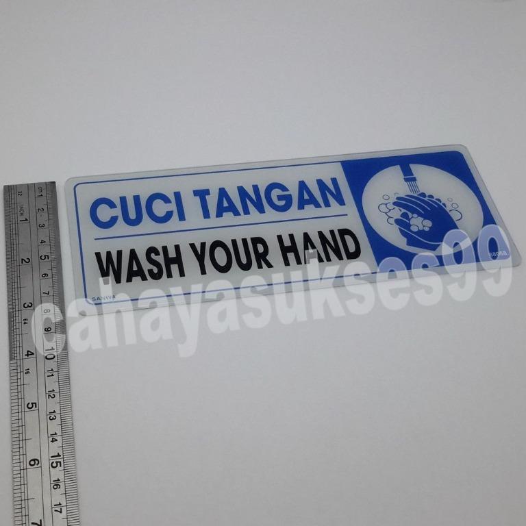 Sign Board CUCI TANGAN Wash Your Hand Sticker Label Papan Peringatan ...