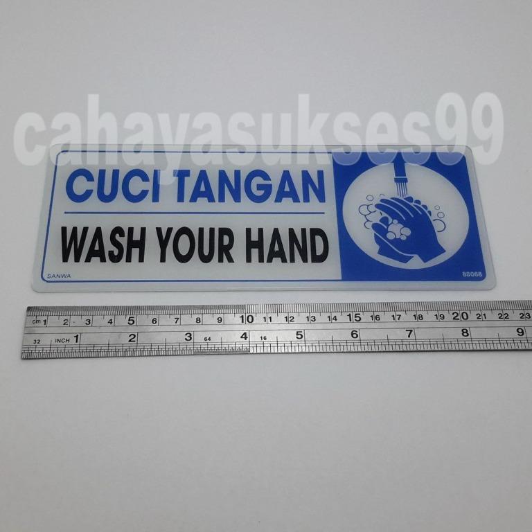Sign Board CUCI TANGAN Wash Your Hand Sticker Label Papan Peringatan ...