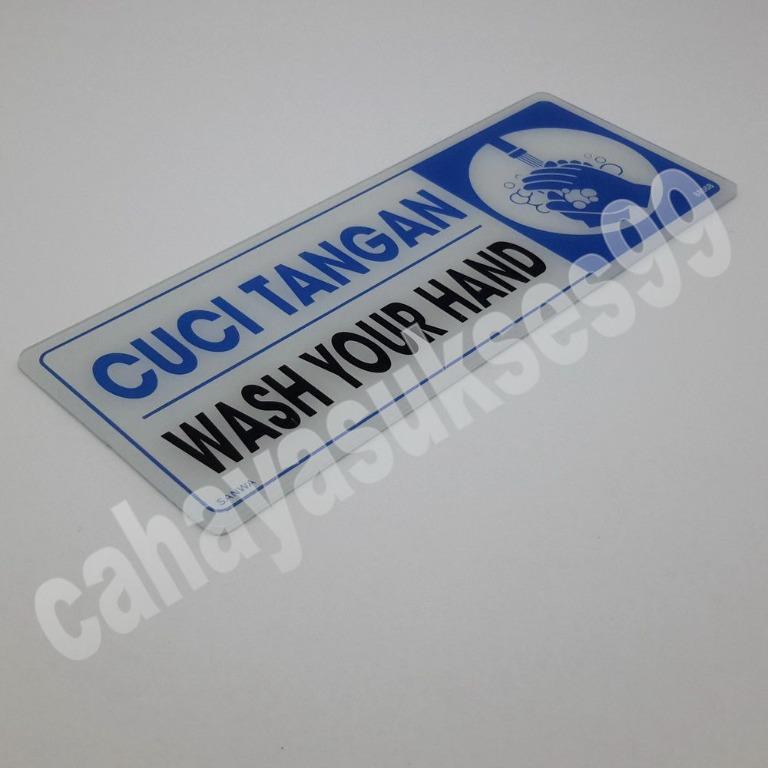 Sign Board CUCI TANGAN Wash Your Hand Sticker Label Papan Peringatan ...