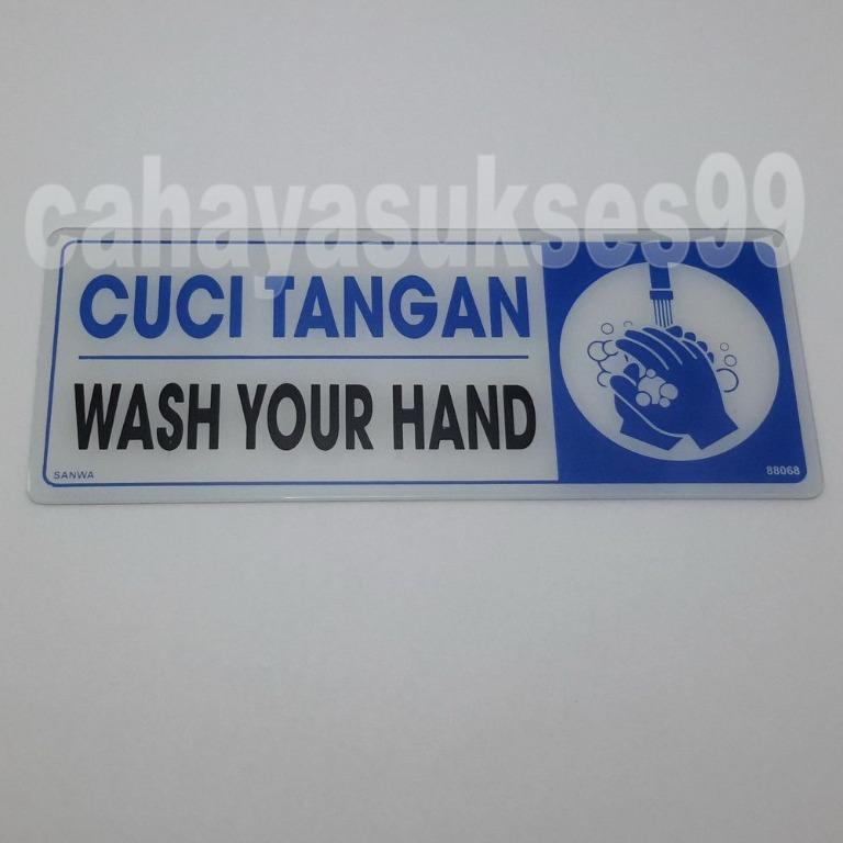 Sign Board CUCI TANGAN Wash Your Hand Sticker Label Papan Peringatan ...