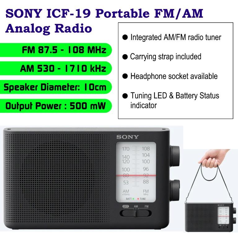 Sony ICF-19 Portable Radio, FM Tuner, Outdoor Radio, Audio, Portable ...