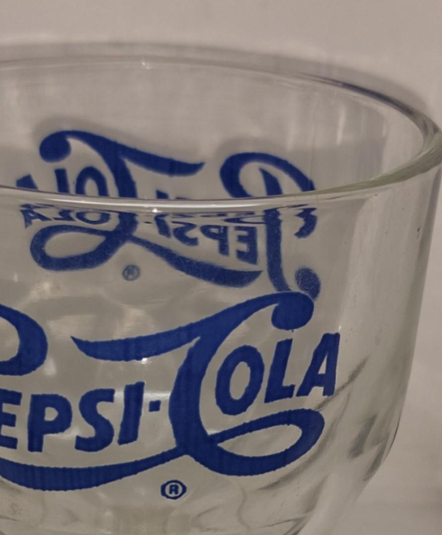 Vintage Pepsi Cola Blue Logo Script Collectible Goblet Glass Antique ...