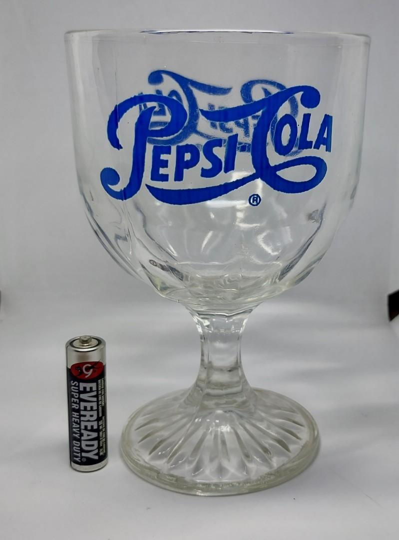 Vintage Pepsi Cola Blue Logo Script Collectible Goblet Glass Antique ...