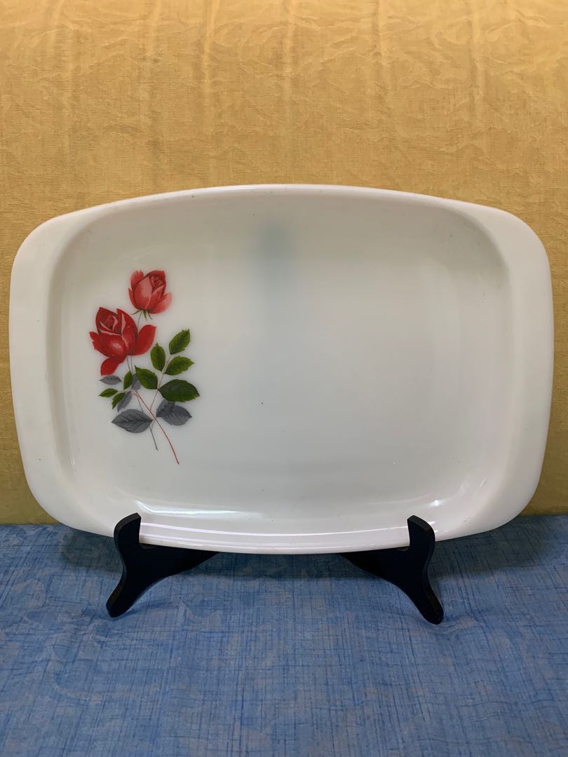 Vintage Pyrex June Rose Tray/ Platter, Hobbies & Toys, Collectibles ...