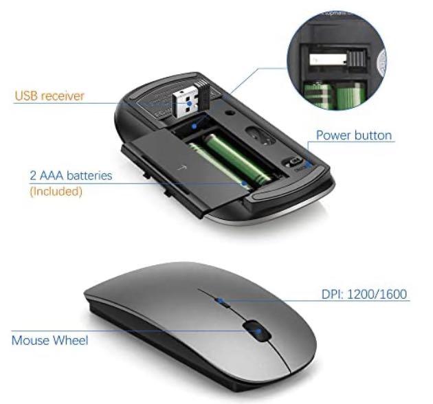 Wireless Keyboard and Mouse Ultra Slim Combo, TopMate 2.4G Silent ...