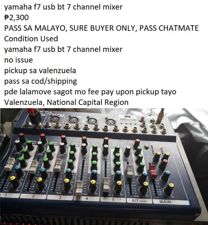yamaha f7 usb bt 7 channel mixer, Audio, Other Audio Equipment on Carousell
